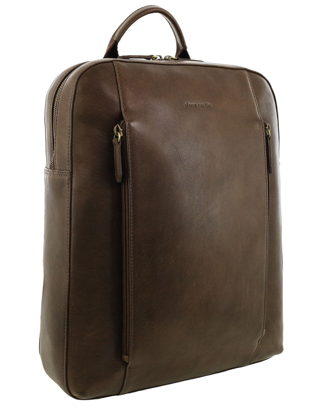 Pierre Cardin Men's Leather Functional Business/Laptop Backpack in Oak ...